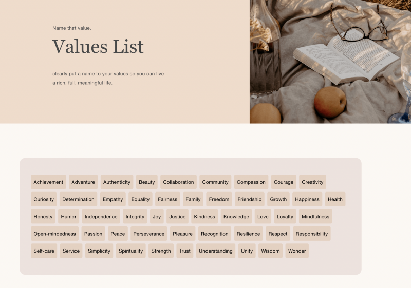 Values List & Tool | Association for Contextual Behavioral Science